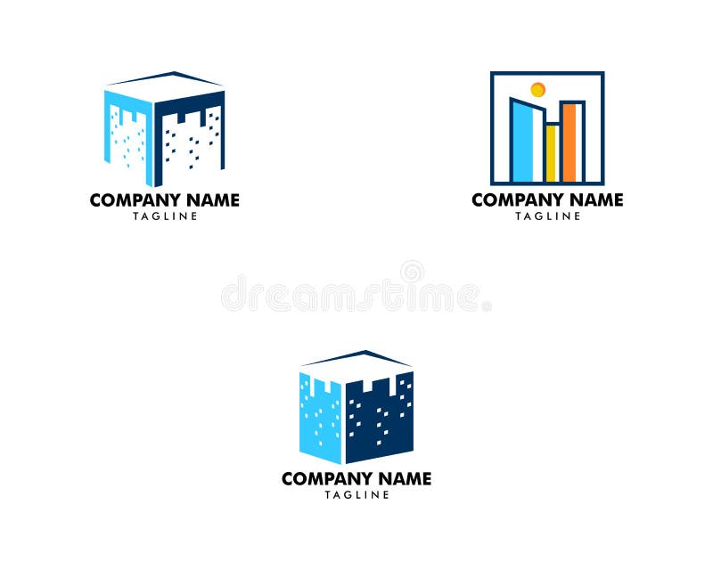 Set of Square City Logo Vector Icon Stock Vector - Illustration of ...