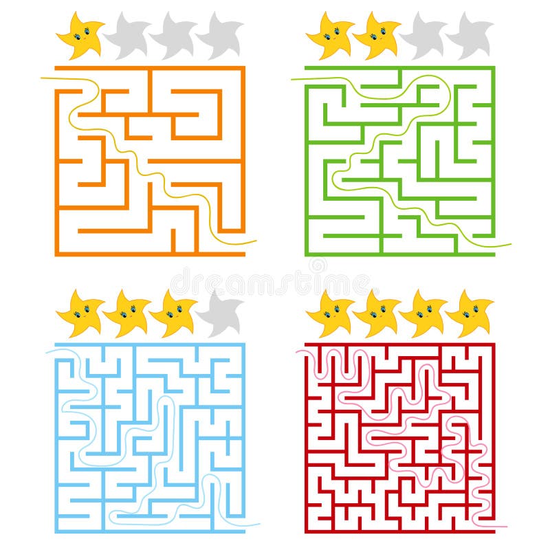 A Set of Square Colored Labyrinths with a Rating of Stars. Four Levels ...