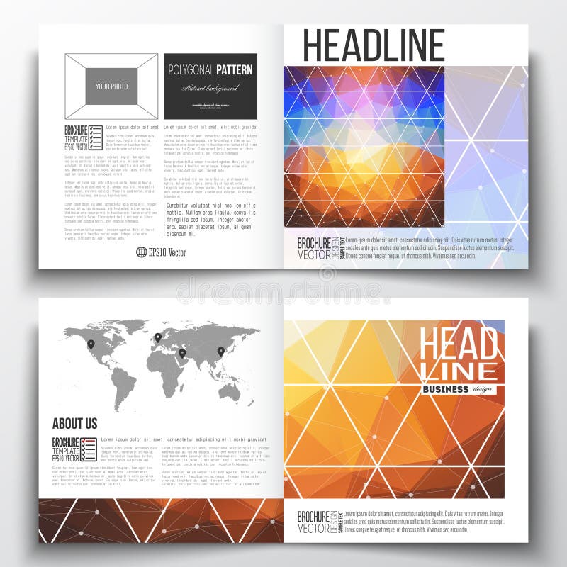 Set of Tri-fold Brochures, Square Design Templates. Molecular ...