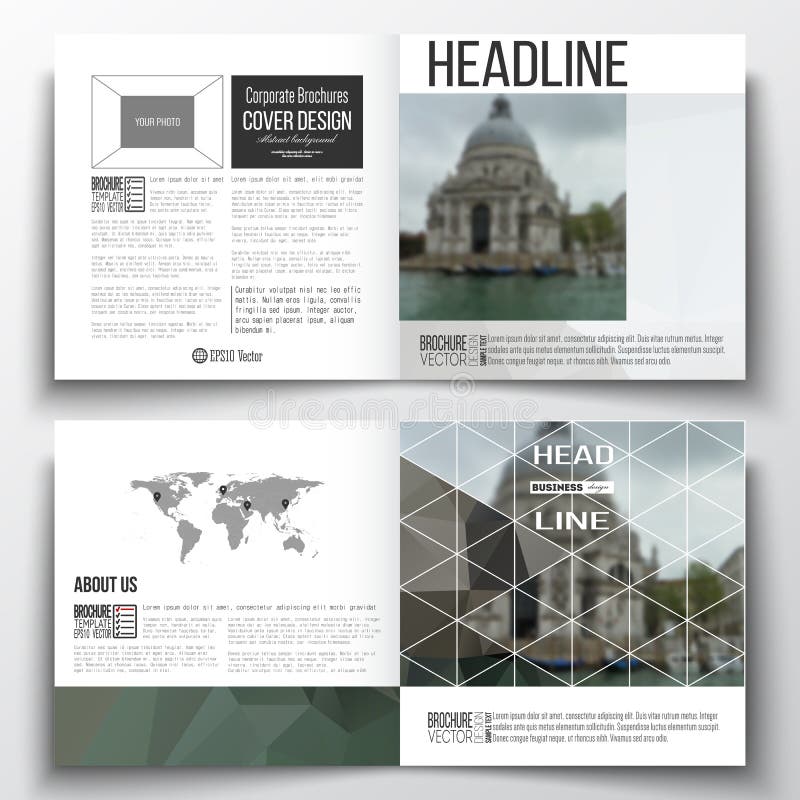 Set of Square Design Brochure Template. Polygonal Background, Blurred ...