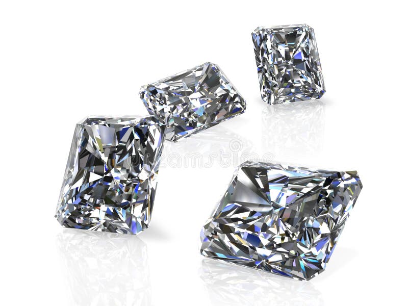 Set of Square Diamonds - 3D Stock Illustration - Illustration of ...