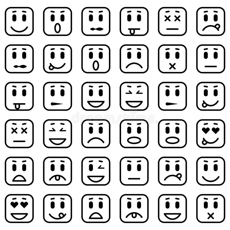 Set of Emoticons. Smile Icons. Smiley Faces. Emotional Funny Faces in ...