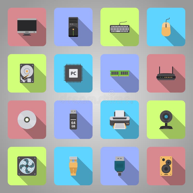 Computer Hardware Icons Pc Components Stock Illustrations – 183 ...
