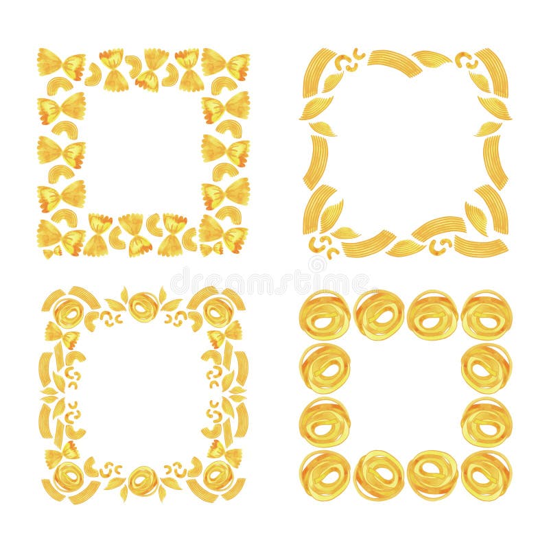 A Set of Square Frames of Different Types of Italian Pasta for ...
