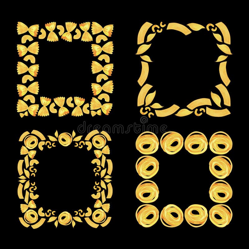 A Set of Square Frames of Different Types of Italian Pasta for ...