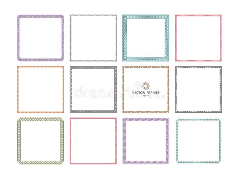 Set of Square Frames for Your Design. Graphic Decorative and Patterned ...