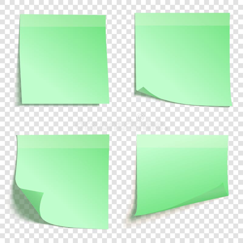 Set of Square Green Sticky Notes Stock Vector - Illustration of green ...