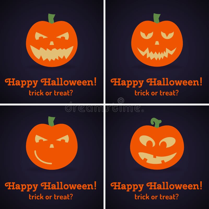 Set of Square Greeting Cards for Halloween. Stock Vector - Illustration ...