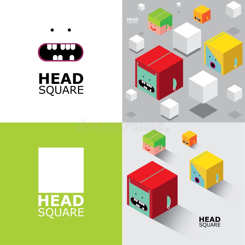 Set of square heads stock vector. Illustration of internet - 61467349