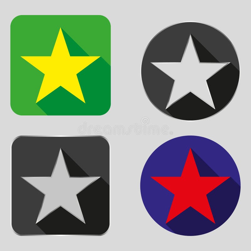 Set of Square Icons with a Star in a Flat Design Stock Illustration ...