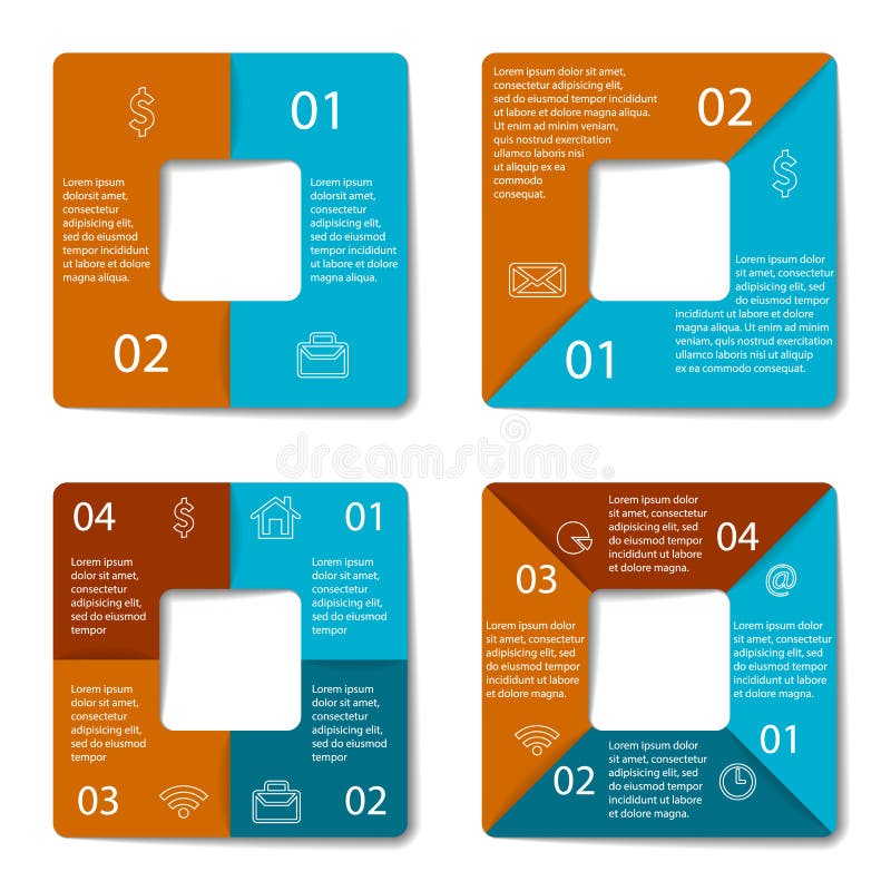 Set of square infographic stock vector. Illustration of factor - 65477778