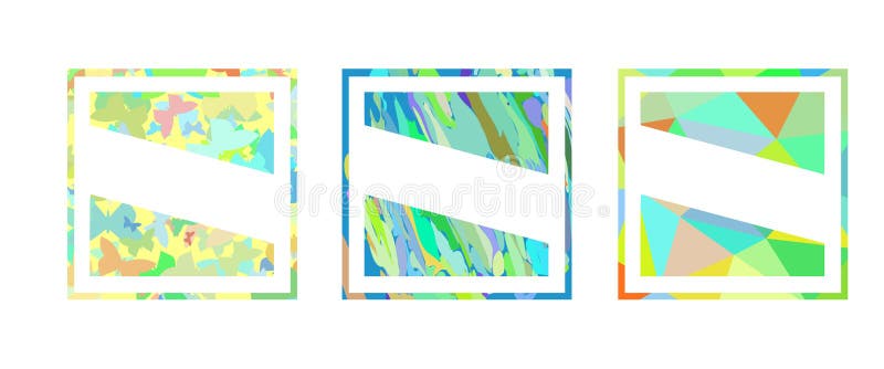 Set of Square Labels with Various Patterns, Isolated. Stock Vector ...