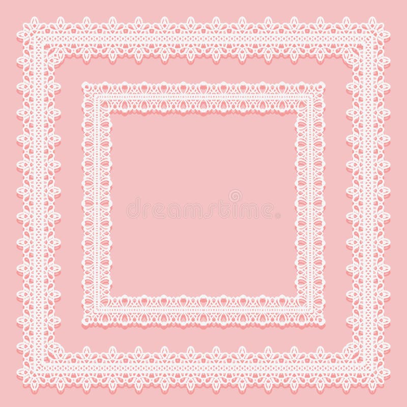 Set of Square Lace Frames. White on Pink Background Stock Vector ...