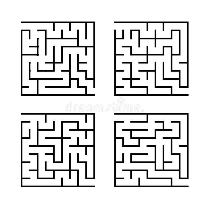 A Set of Square Mazes for Children. Simple Flat Vector Illustration ...