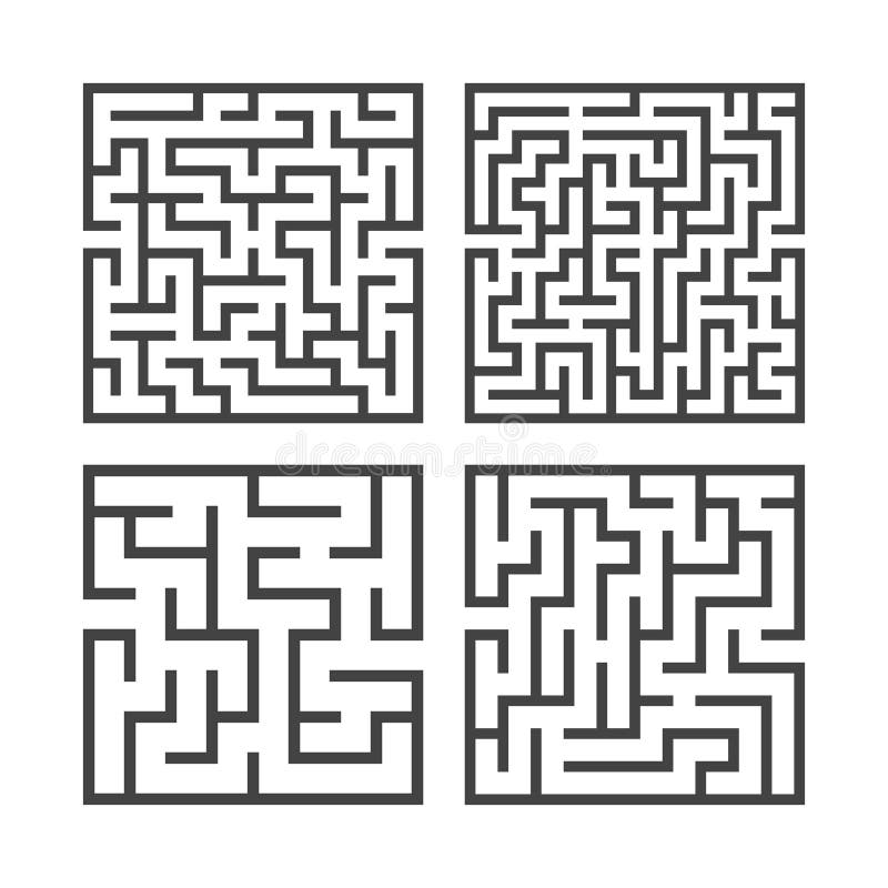 A Set of Square Mazes of Various Levels of Difficulty. Game for Kids ...