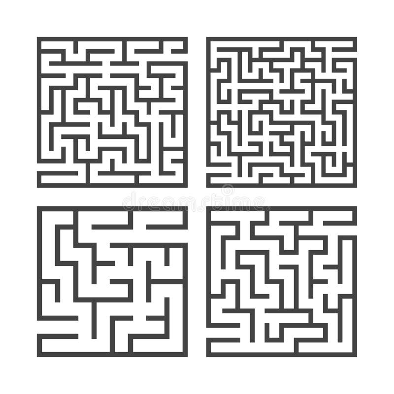 A Set of Square Mazes of Various Levels of Difficulty. Game for Kids ...