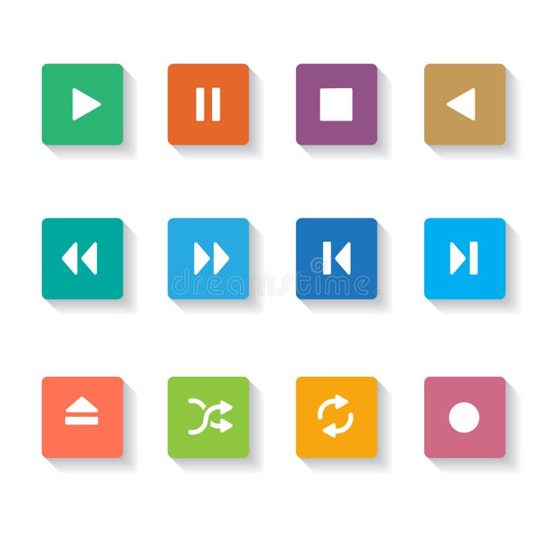 Square media icons stock vector. Illustration of icon - 42357452