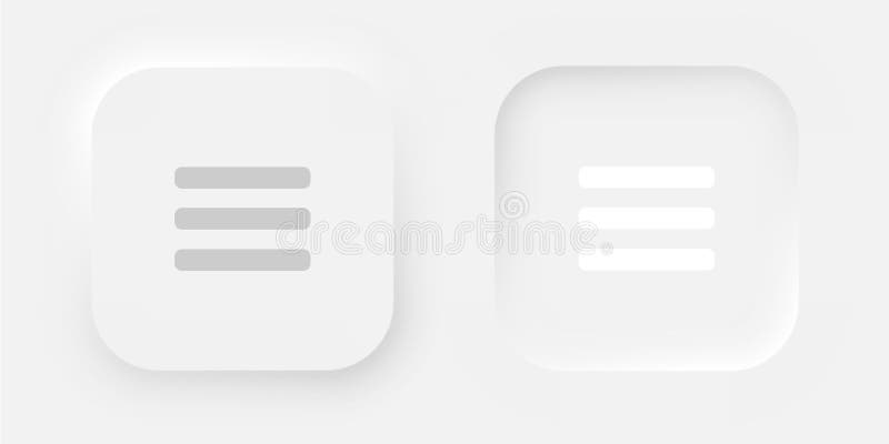 Square Menu Button on a White Background. User Interface Elements in ...