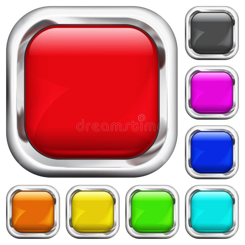 Set of Square Multicolored Buttons Stock Vector - Illustration of ...