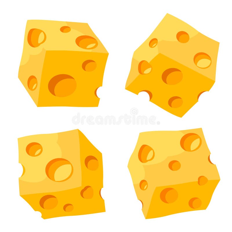 Set of Square Pieces of Cheese on a White Background Stock Vector ...