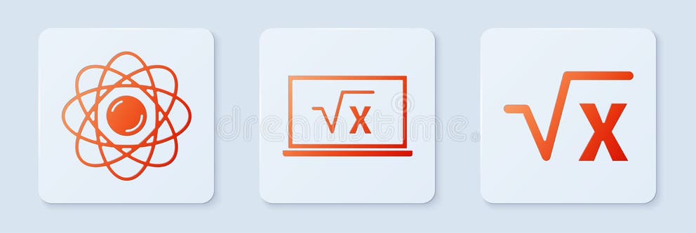 Set Square Root of X Glyph, Atom and Square Root of X Glyph. White ...