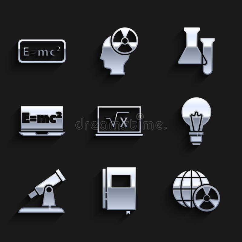 Set Square Root of X Glyph, Book, Planet Earth and Radiation, Light ...