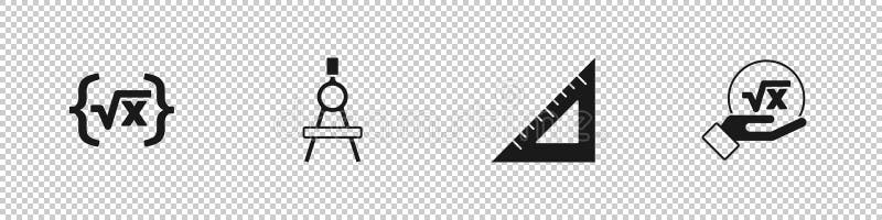 Set Square Root Of X Glyph Drawing Compass Triangular Ruler And Icon Vector Stock Vector