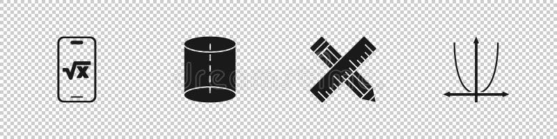 Set Square Root of X Glyph, Geometric Figure, Crossed Ruler and Pencil ...