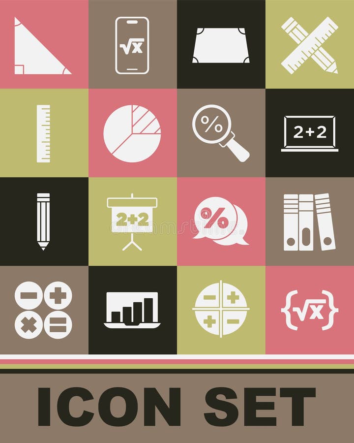 Set Square Root of X Glyph, Office Folders, Chalkboard, Acute Trapezoid ...