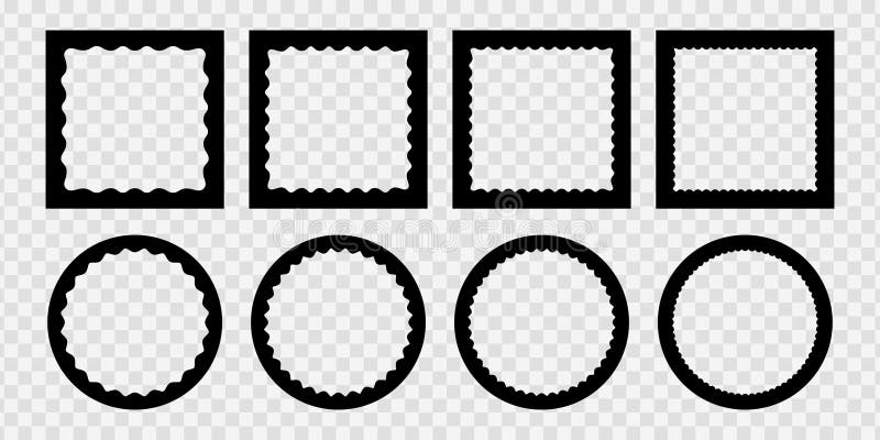 Set of Square and Round Photo or Picture Frames with Wavy Inner Borders ...