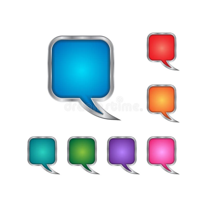 Set Square Rounded Chat Bubble Modern Icon Stock Vector - Illustration ...