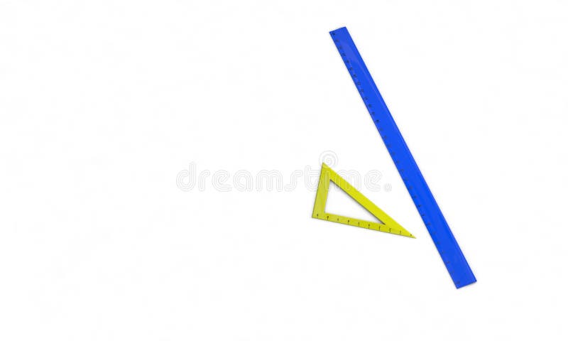 Set Square and Ruler Models Isolated on the White, 3d Render Stock ...