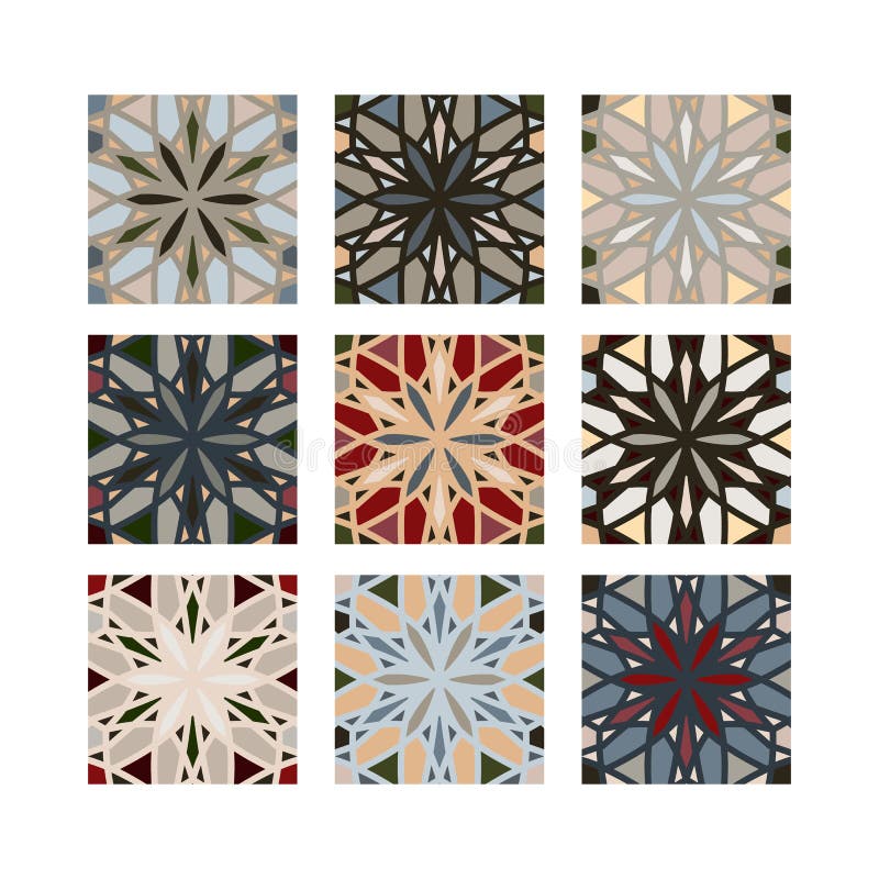 A Set of Square-shaped Colored Patterns. Elements of Vector Design ...