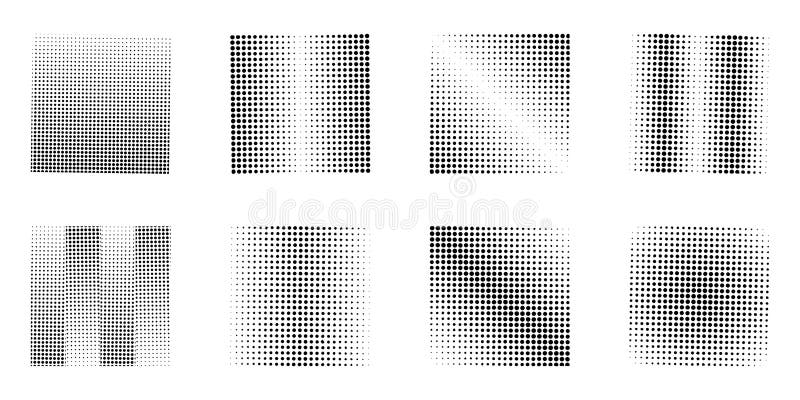 Set of Square Shaped Halftone Dots Isolated on White Background ...