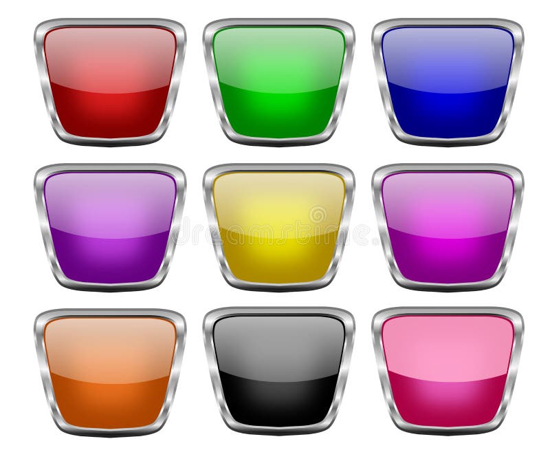 Set of Square Shiny Web Buttons Stock Illustration - Illustration of ...