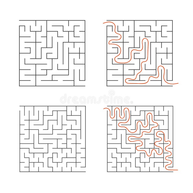 A Set of Square Simple Labyrinths. an Interesting Game for Children ...