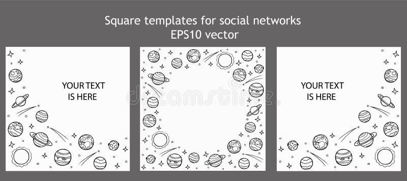 Set of Square Templates for Social Networks with Empty Space for Text ...