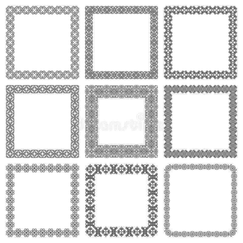Set of Square Wide and Narrow Vintage Black Frames Stock Vector ...