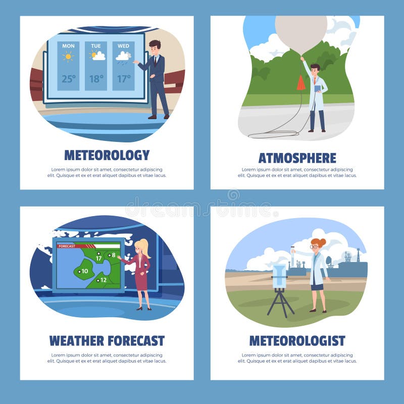 Set of Squared Banners about Meteorology and Weather Forecast Stock ...