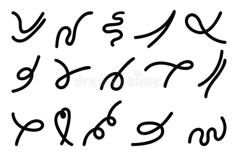 Set of Squiggle Lines Doodle Elements Vector Illustration Stock Vector ...