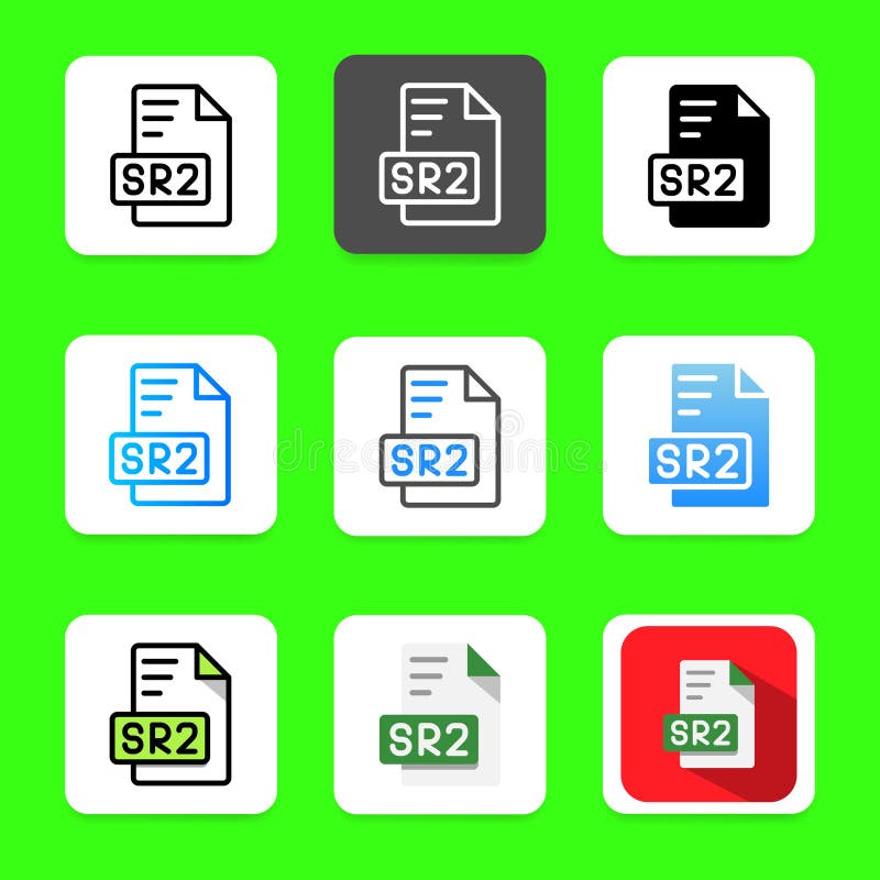 Set Sr2 File Document Icons in Outline Style Stock Vector ...