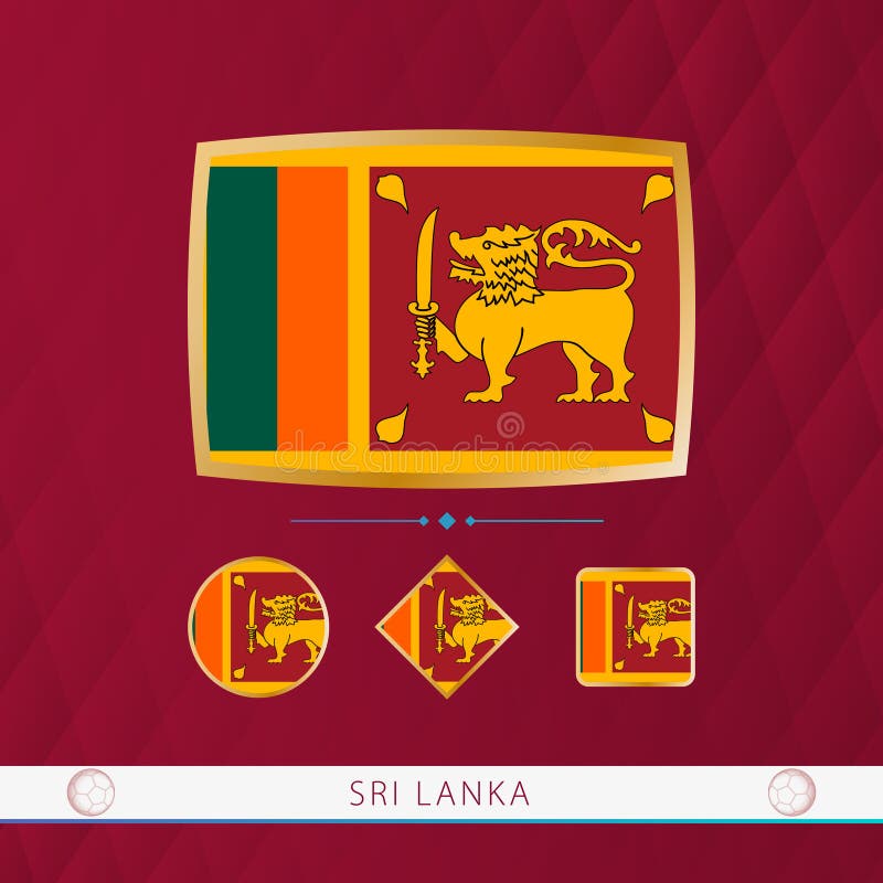 Set of Sri Lanka Flags with Gold Frame for Use at Sporting Events on a ...