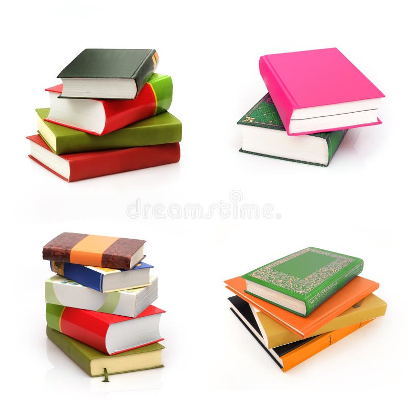 Stack of Books in Colour Covers with White Sheets Isolated on a White ...