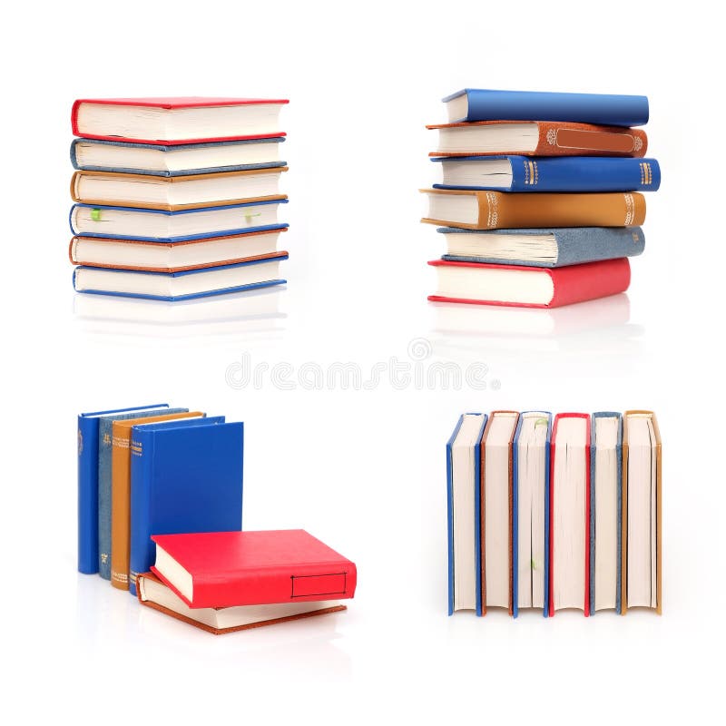 Stack of Books in Colour Covers with White Sheets Isolated on a White ...