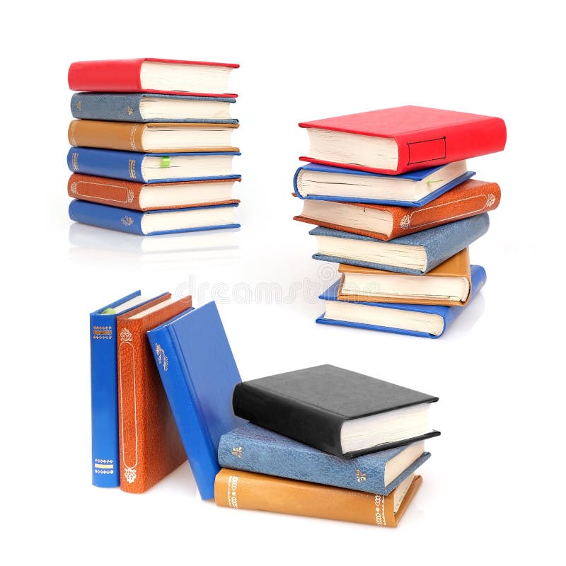 Stack of Books in Colour Covers with White Sheets Isolated on a White ...