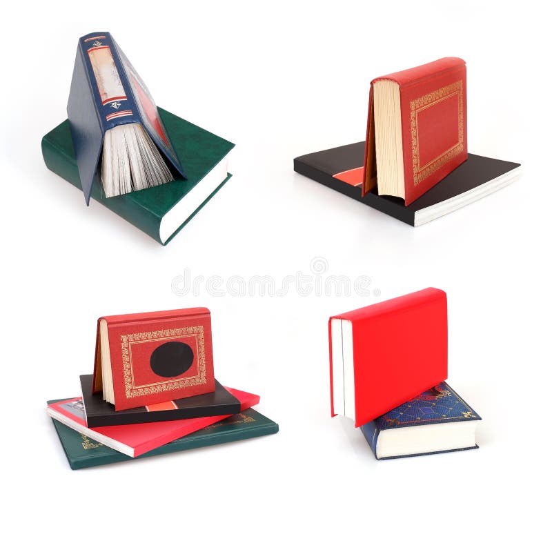 Stack of Books in Colour Covers with White Sheets Isolated on a White ...