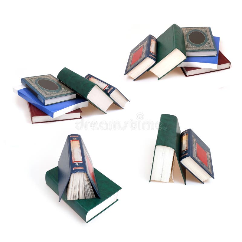 Stack of Books in Colour Covers with White Sheets Isolated on a White ...