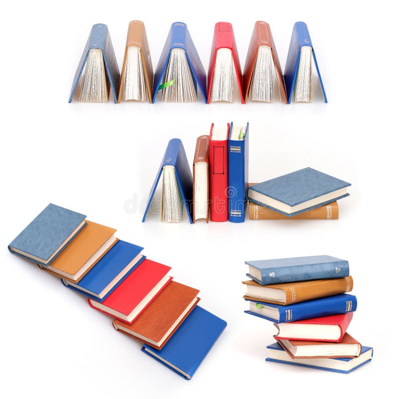 Stack of Books in Colour Covers with White Sheets Isolated on a White ...