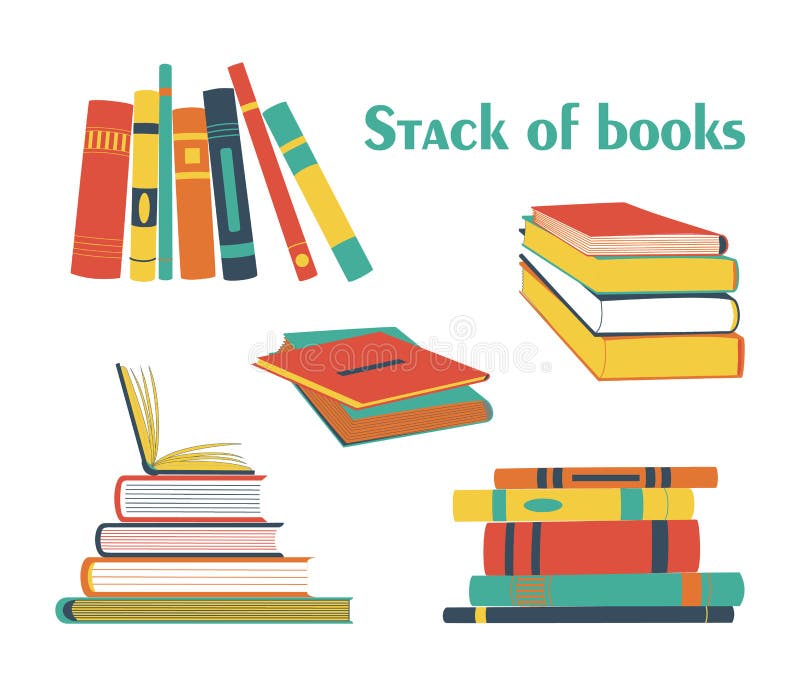 Set of Stack Books. Vector Reading, Education, Teaching, Learning ...