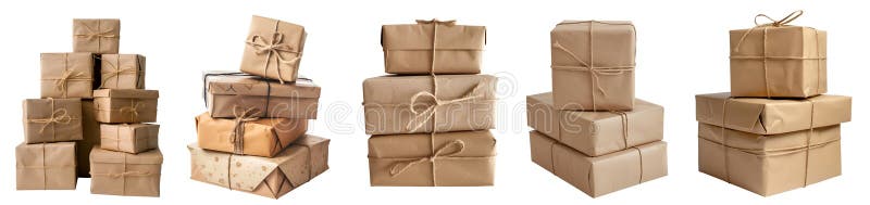Set of Stack Pile Group of Brown Recycle Eco Craft Paper Gift Present ...